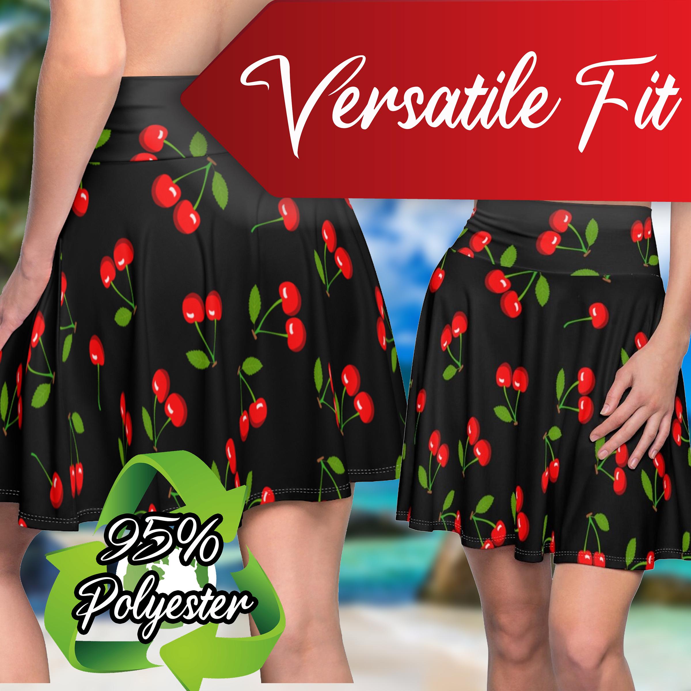 Black Cherry Women's Skater Skirt, Bing Cherry Dress, Red Cherry Skirt ...
