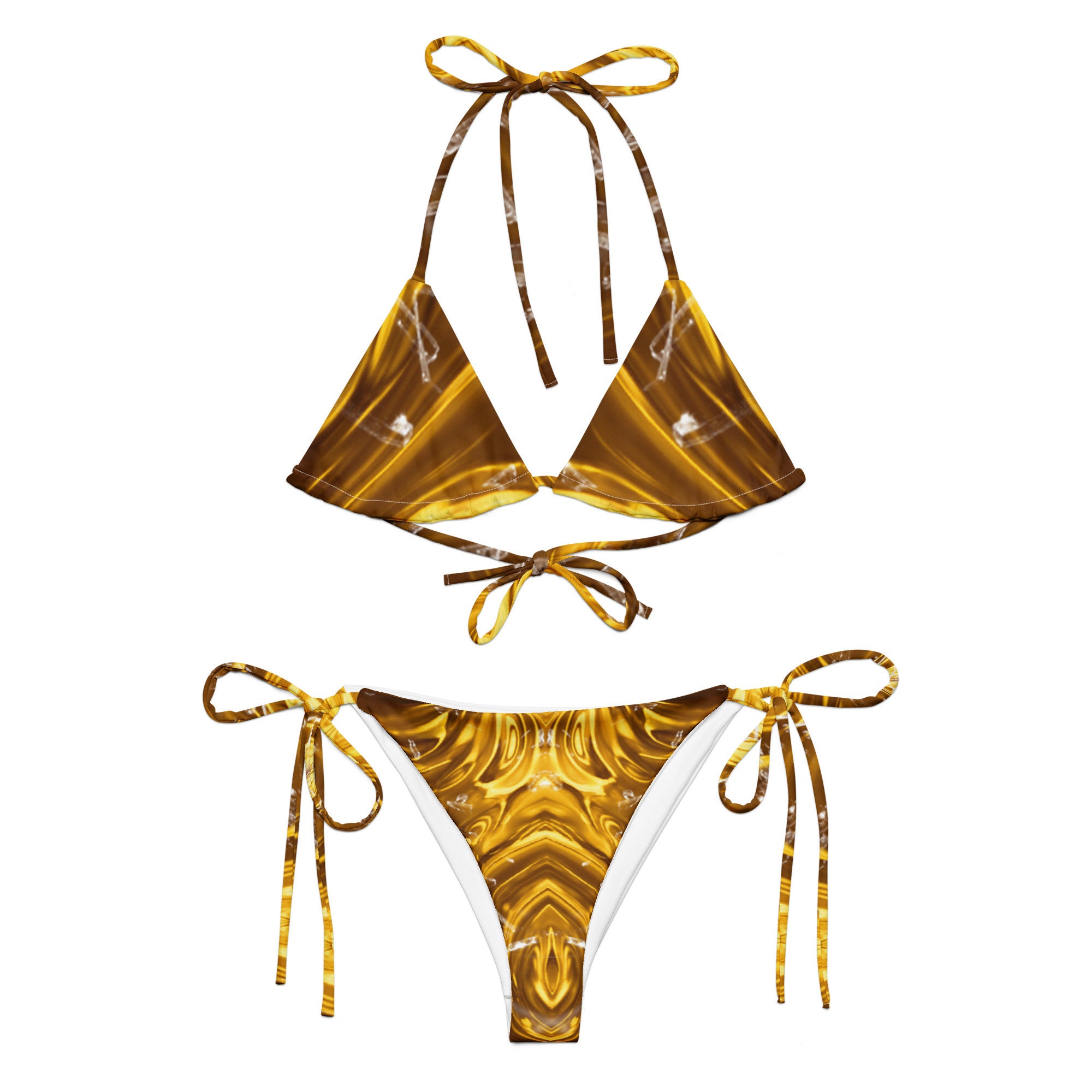 Broken Gold Recycled String Bikini, Broken Gold Bikini, Gold Rave ...