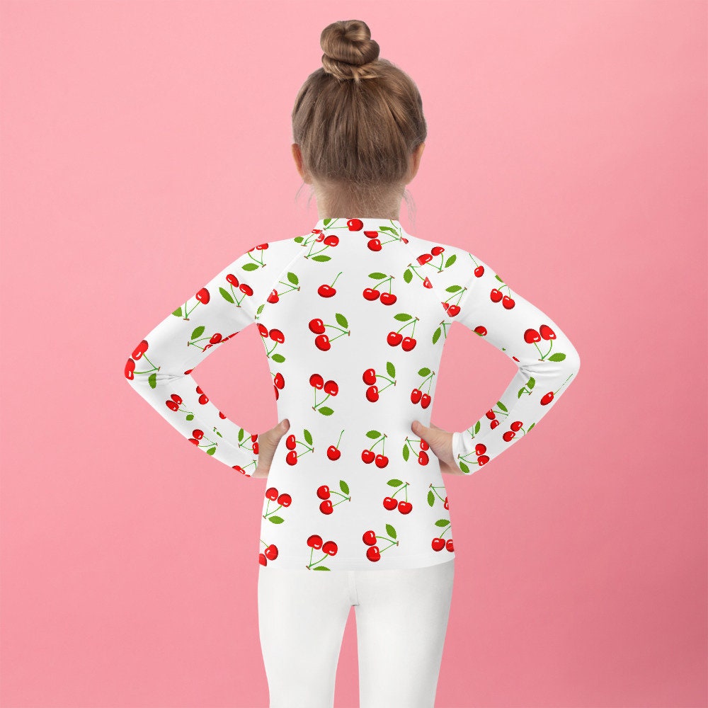 White Cherry Kids Rash Guard, Custom Rash Guard, Child Rash Guard, Bing ...