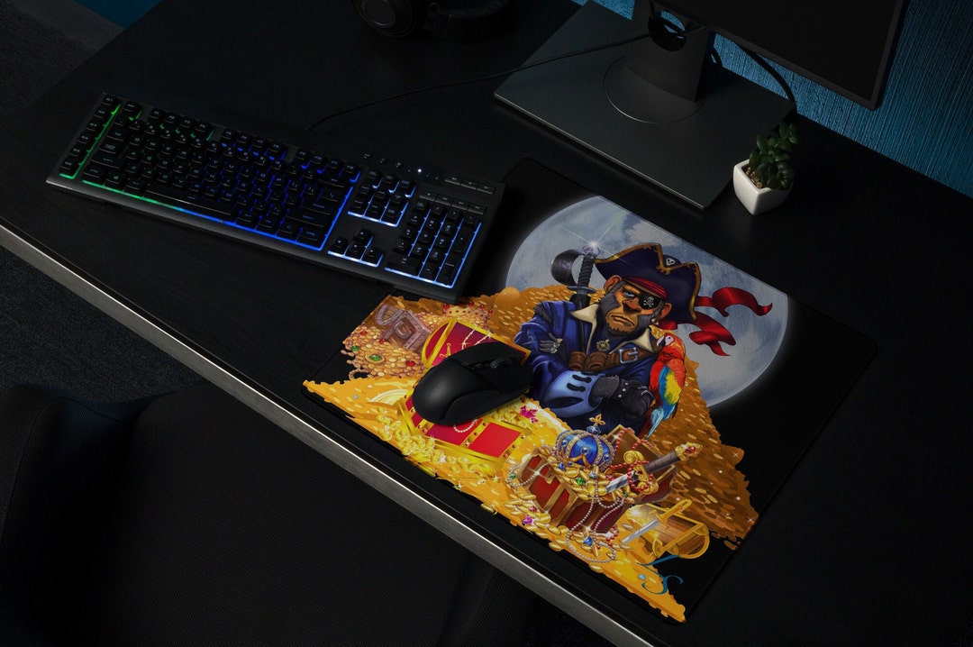 Pirate Ape Gaming Mouse Pad, Cute Mouse Pad, Large Mouse Pad, Trader ...
