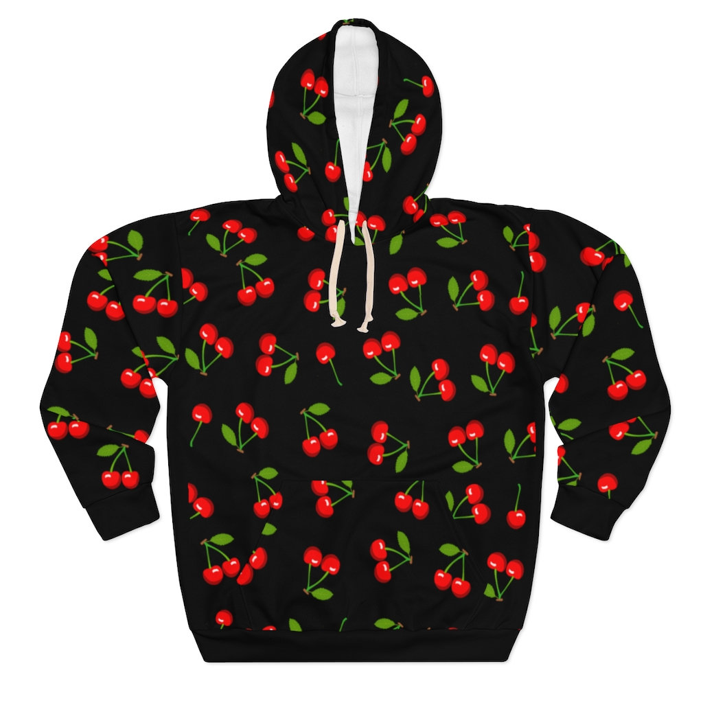 Black Cherry AOP Unisex Pullover Hoodie, Hoodie, Custom Hoodie ...