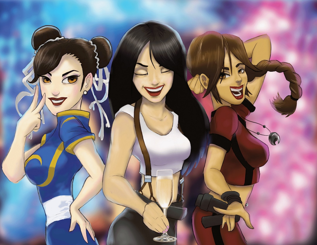 Ladies Night With Chun-li, Tifa Lockheart and Lara Croft L Poster L ...