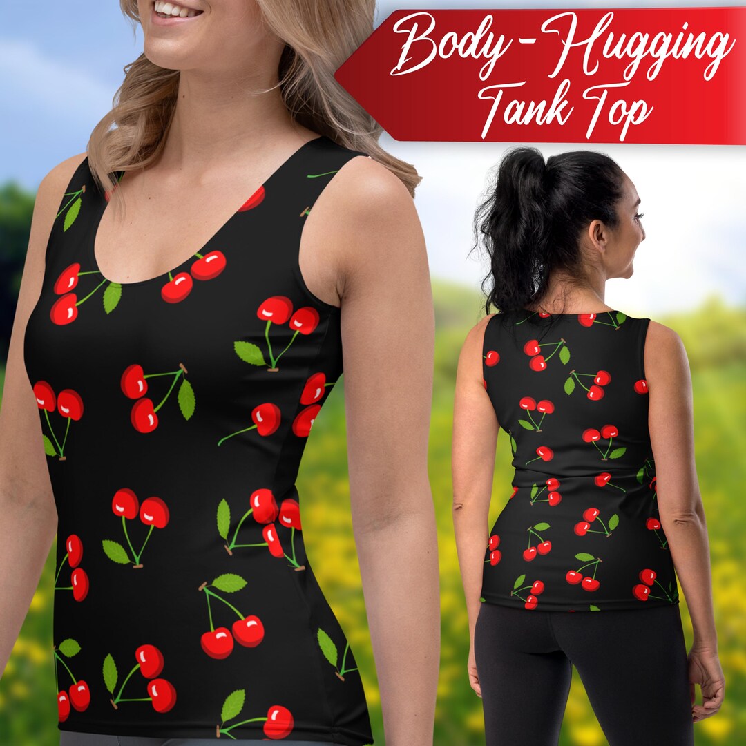 Black Cherry Sublimation Cut & Sew Tank Top, Rainier Cherry Top, Bing ...