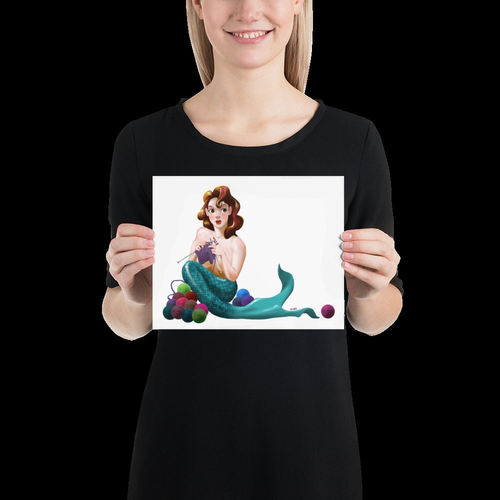 Pin-Up Mermaid Illustration, Mermaid Collection, Pin Up Poster, Vintage ...