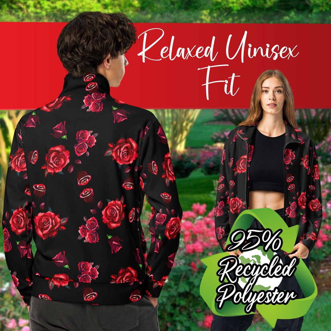 Roses Unisex Track Jacket, Roses Graphic Jacket, Vintage Roses Jacket ...