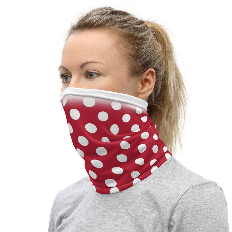 Minnie Mouse Inspired Red All-over Print Neck Gaiter L Face - Etsy