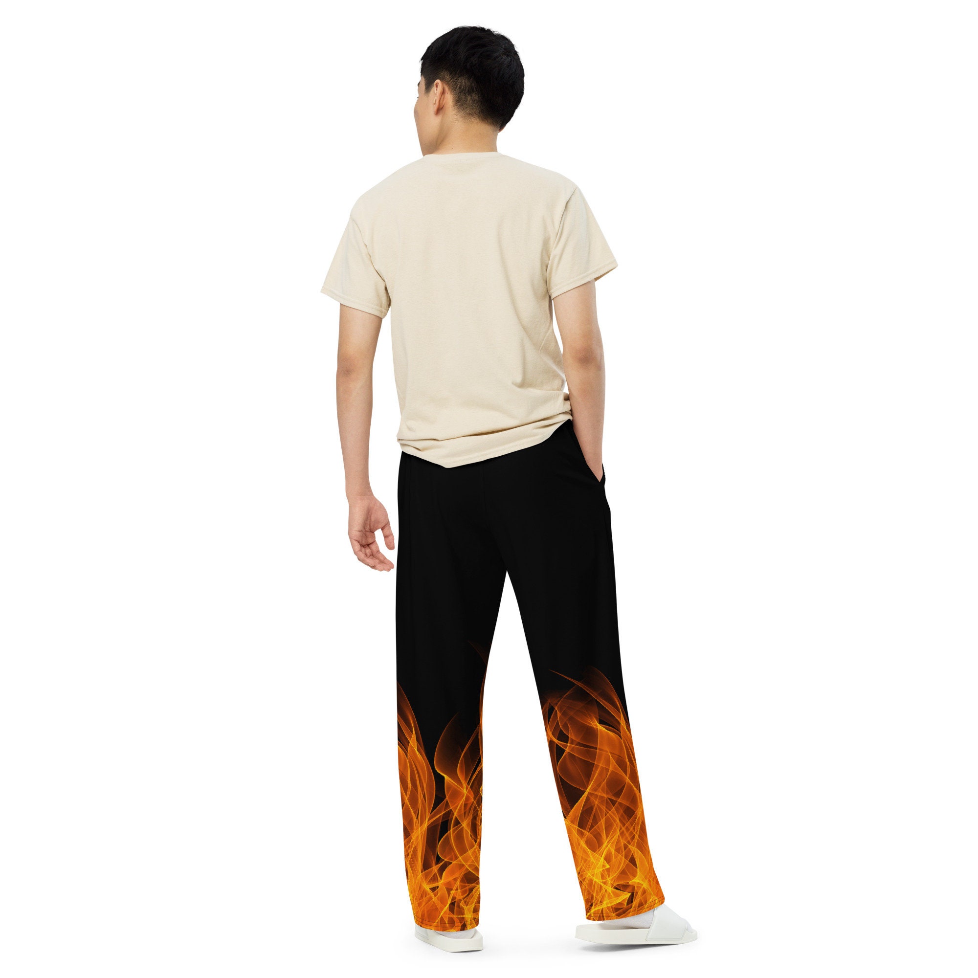 Pants on Fire Wide-leg Pants, Jin Kazama Pants, Flames Pants, Racing ...