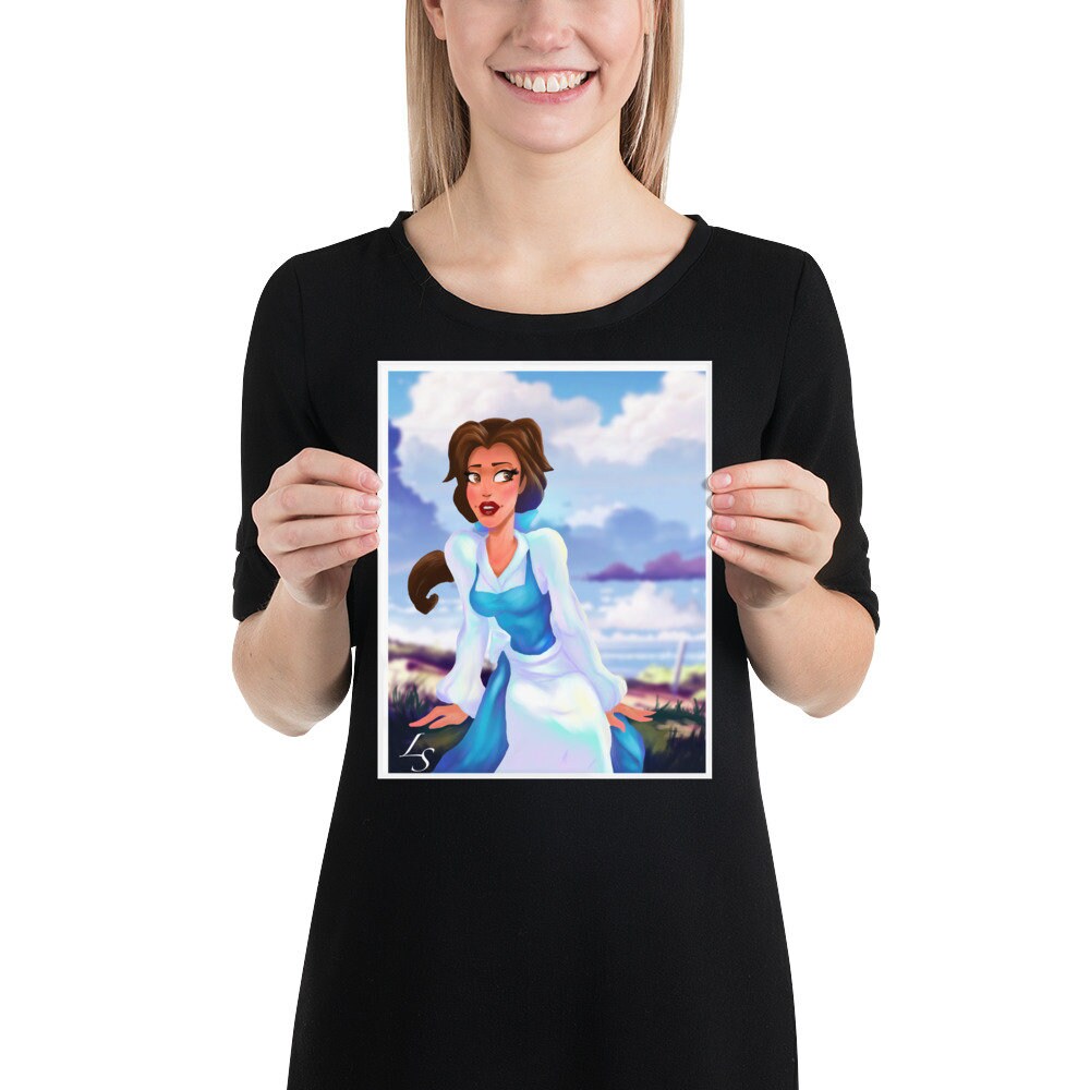 Disney's Belle Sitting in a Meadow L Wall Art L Poster L Illustration L ...