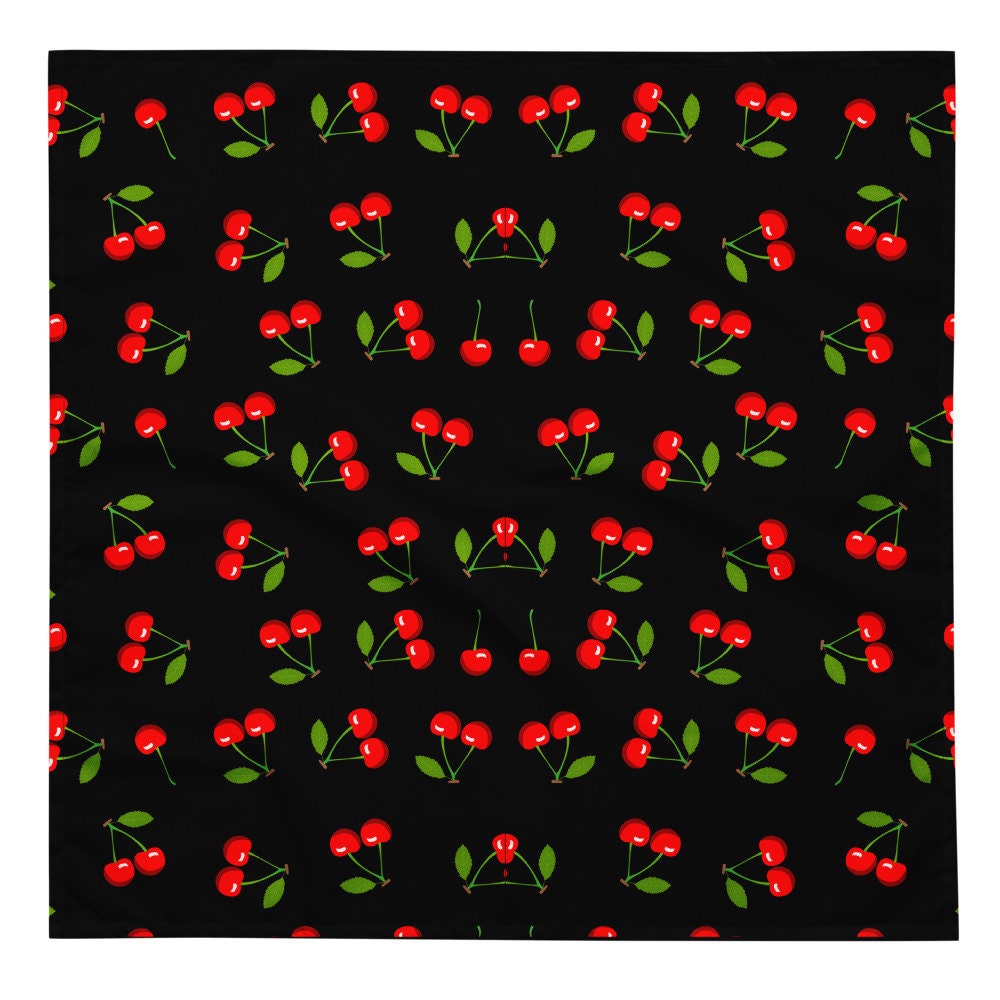 Black Cherry All-over Print Bandana Black Cherry Scarf Black - Etsy