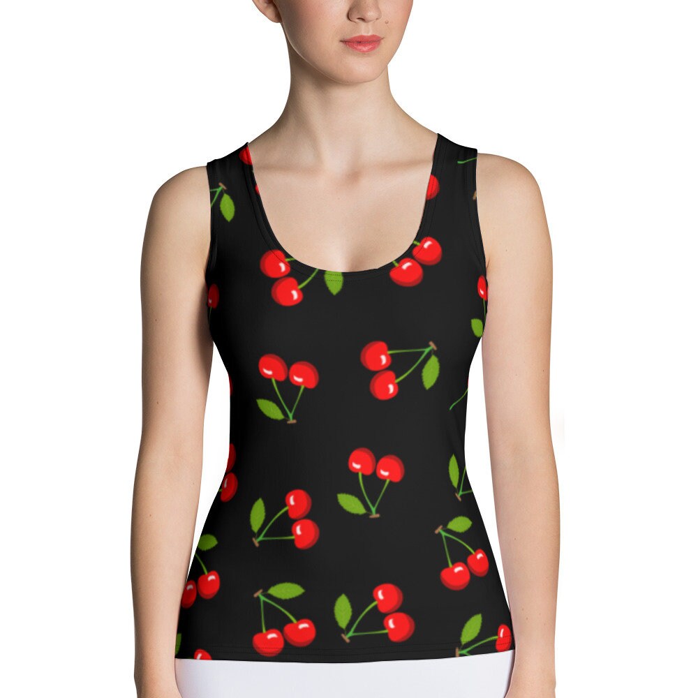Black Cherry Sublimation Cut & Sew Tank Top, Rainier Cherry Top, Bing ...