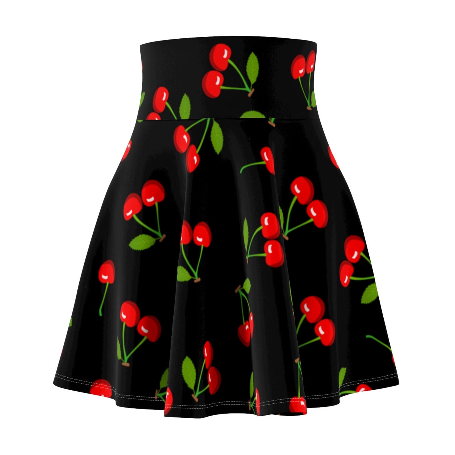 Black Cherry Women's Skater Skirt, Bing Cherry Dress, Red Cherry Skirt ...