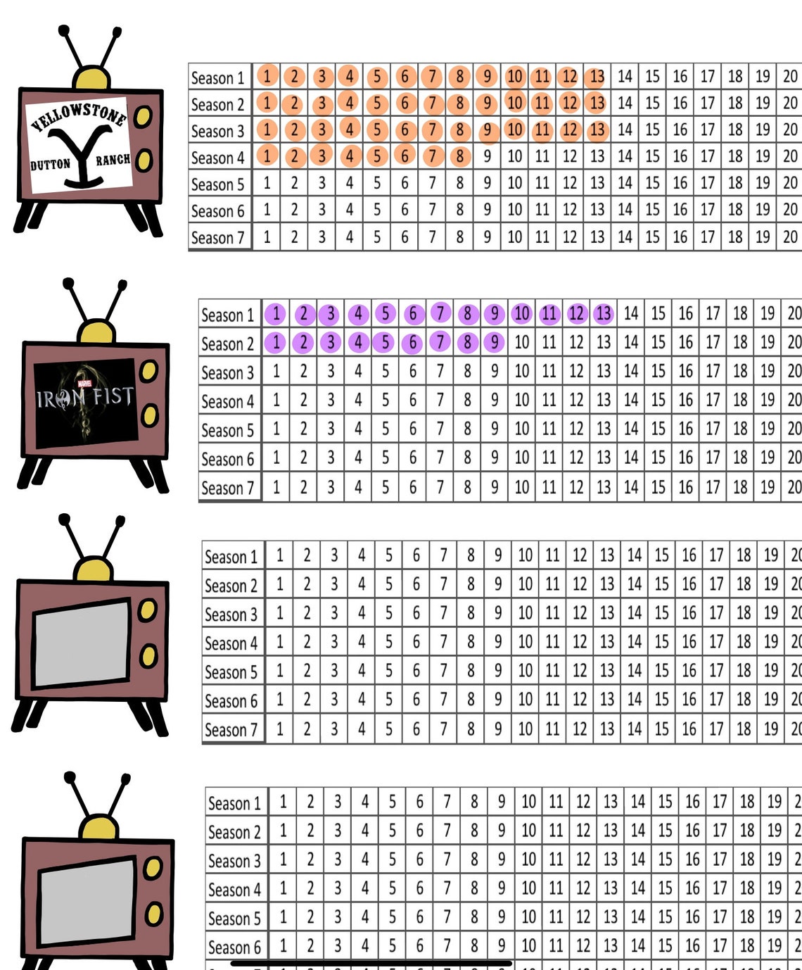 TV Show Tracker - Etsy