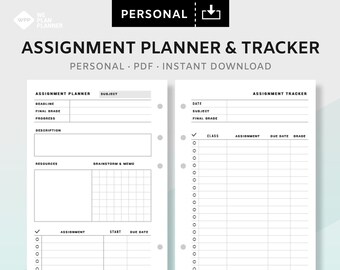Minimal Printable Assignment Tracker - Etsy