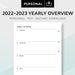 Printable 2022-2023 Yearly Overview Planner Simple Year at a Glance on ...