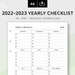Printable 2022-2023 Yearly Overview Planner Yearly Checklist - Etsy