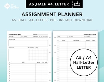 Minimal Printable Assignment Tracker - Etsy