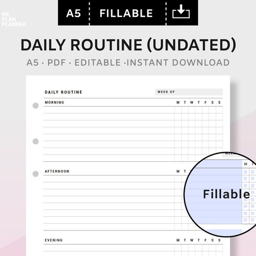 A5 Inserts : Daily Routine Printable Routine Checklist - Etsy