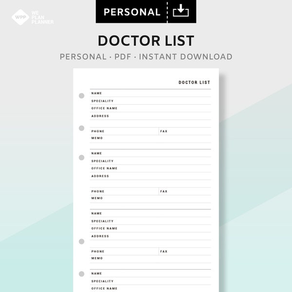 Doctor List Printable - Etsy