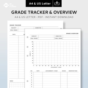 Grade Tracker | Grade Overview College Student Planner | Study Planner ...
