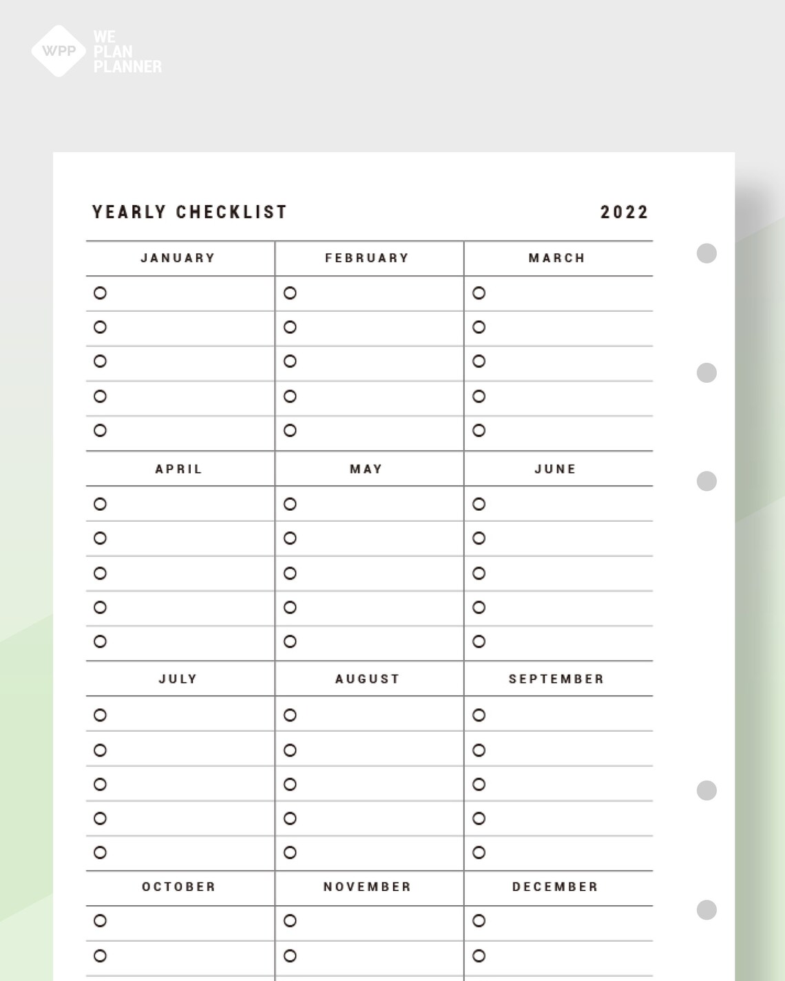 Printable 2022-2023 Yearly Overview Planner Yearly Checklist - Etsy