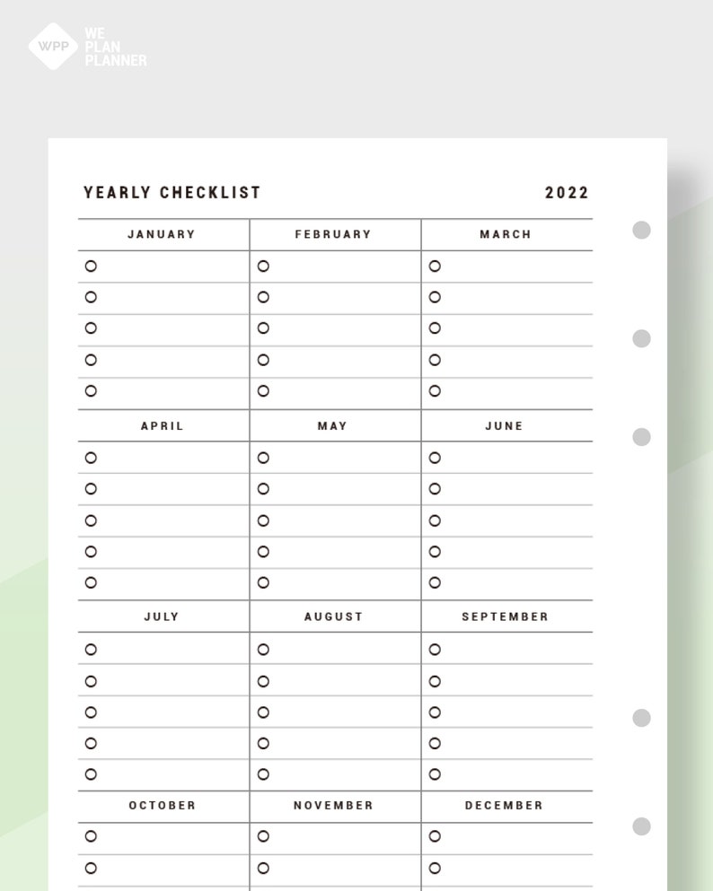 Printable 2022-2023 Yearly Overview Planner Yearly Checklist - Etsy