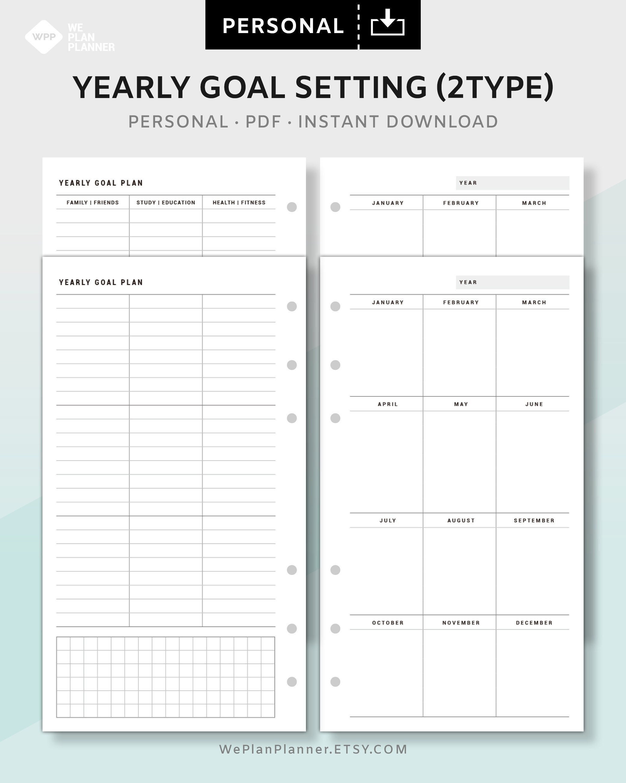 Yearly Goal Planner Goal Setting Life Goal Month Goal - Etsy