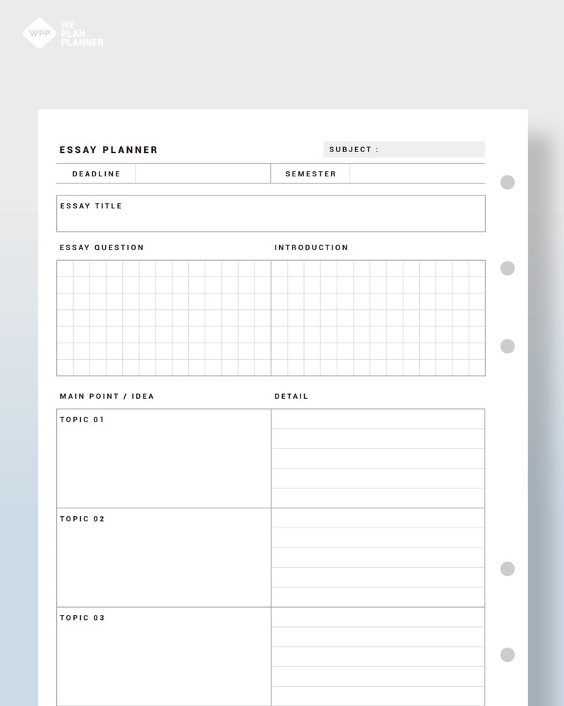 Essay Planner for Student | Printable Essay Writing Template ...
