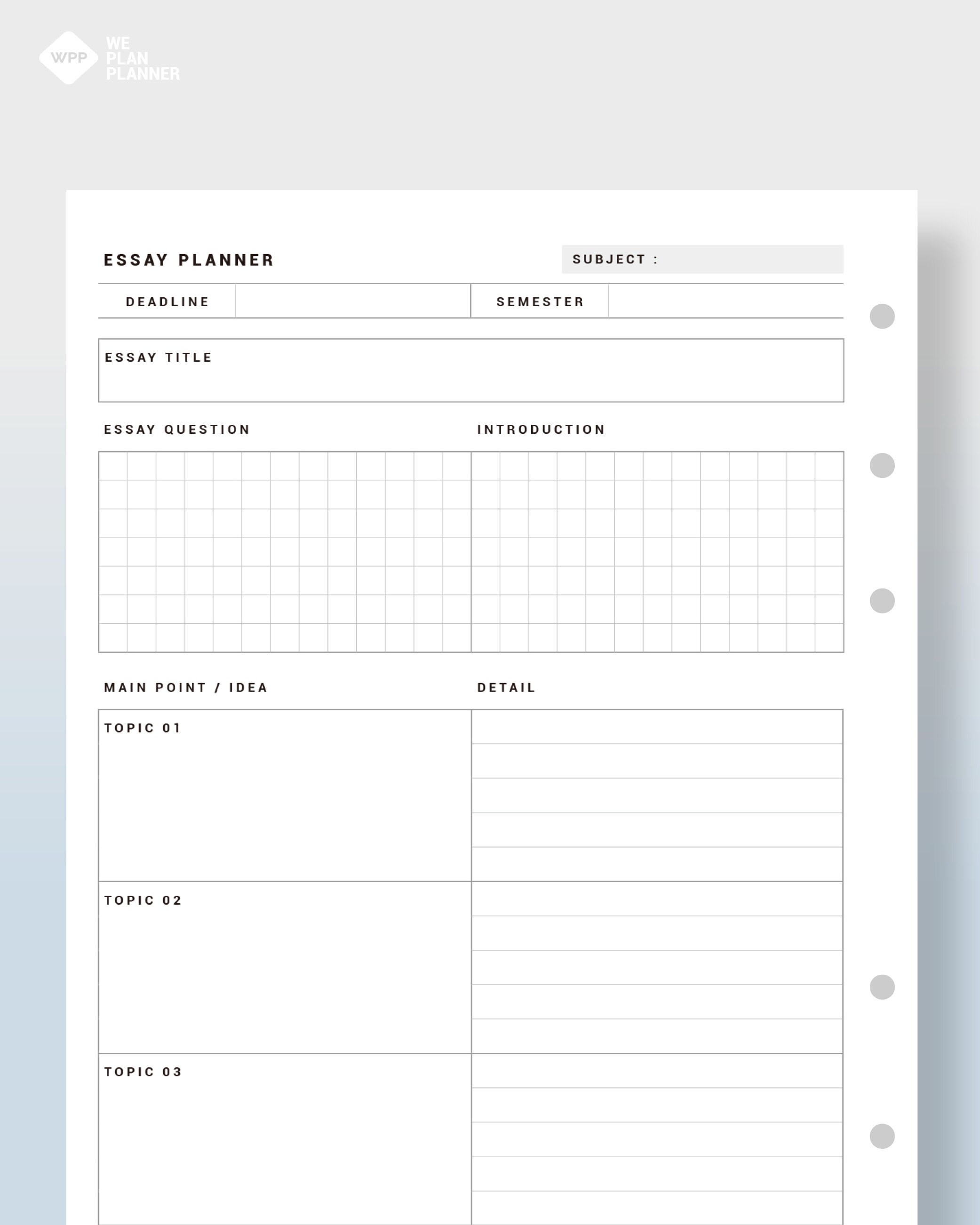 Essay Planner for Student | Printable Essay Writing Template ...