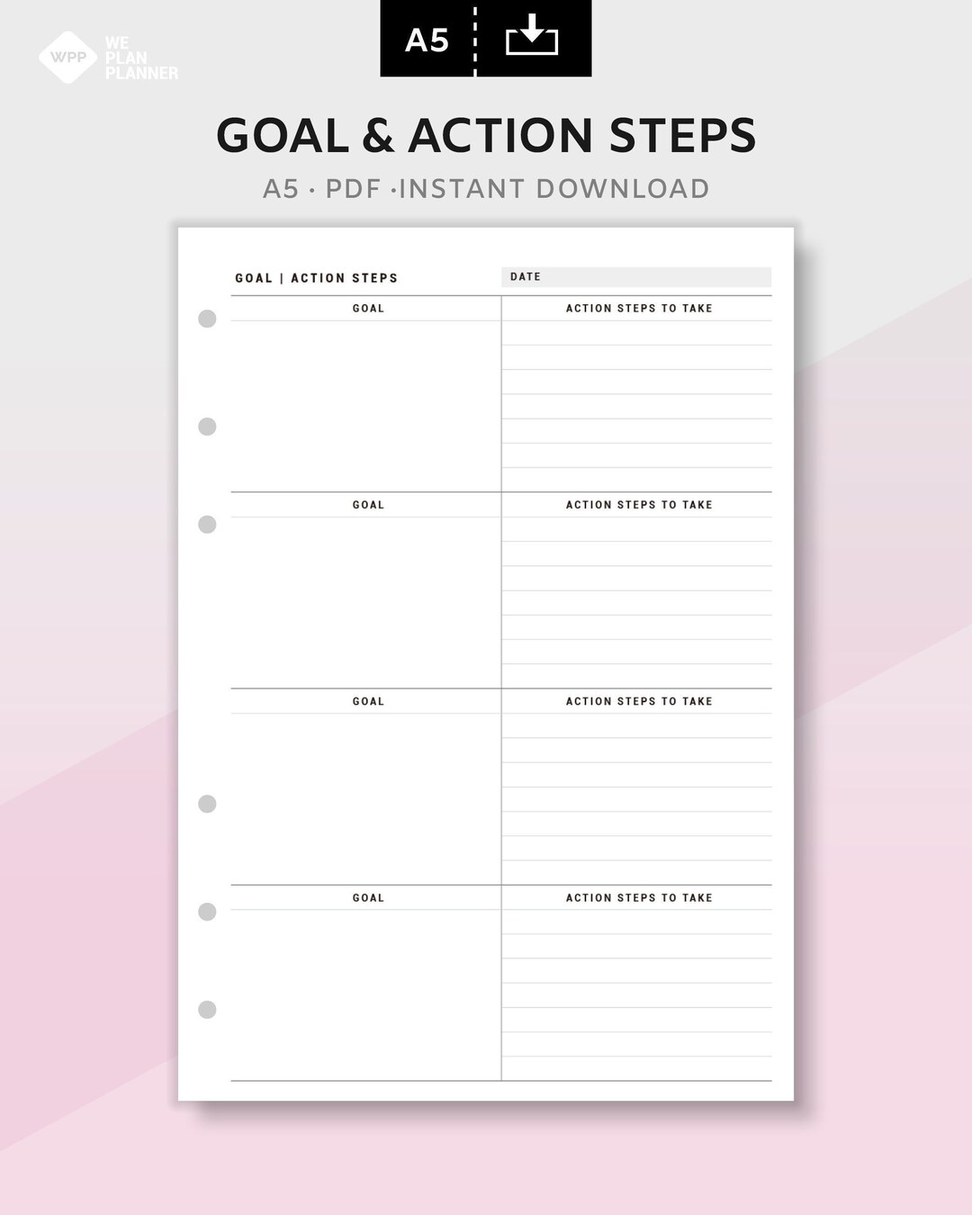 Goal Setting Planner | Printable Goal Action Plan | Goal Planning ...