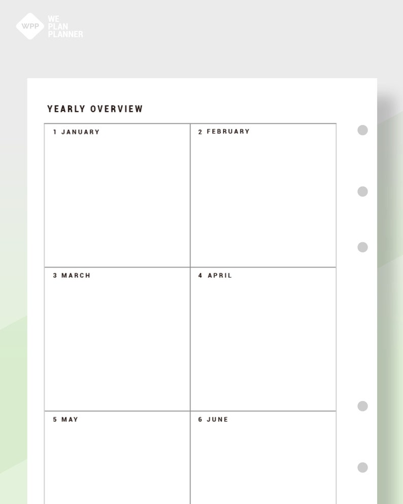 Printable 2022-2023 Yearly Overview Planner Simple Year at a Glance on ...