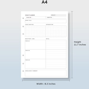 Essay Planner for Student Printable Essay Writing Template Reference ...
