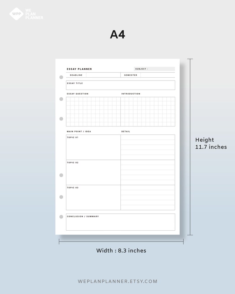 Essay Planner for Student | Printable Essay Writing Template ...