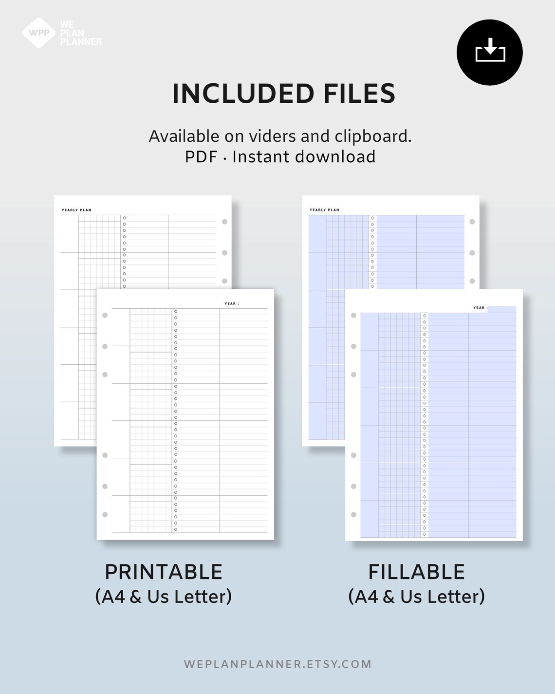 Year at a Glance Printable Undated Yearly Planner Printable - Etsy