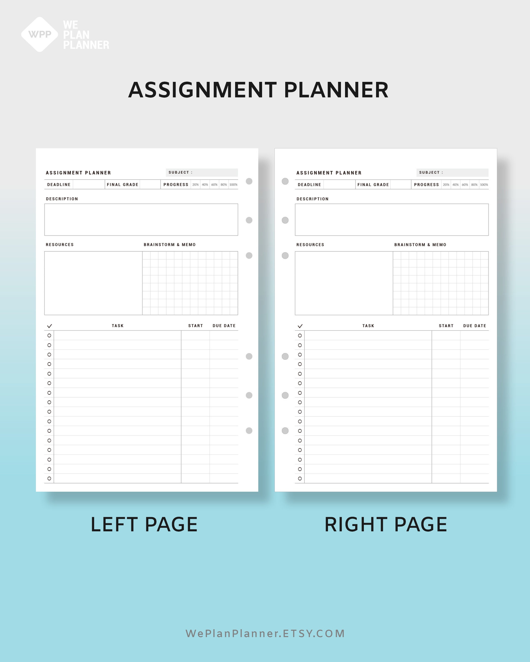 Assignment Planner for Student Printable Assignment Tracker Academic ...