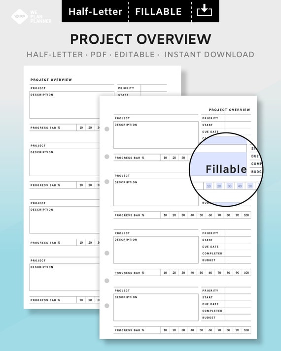Work Project Overview Management Planner for Business Goal | Etsy