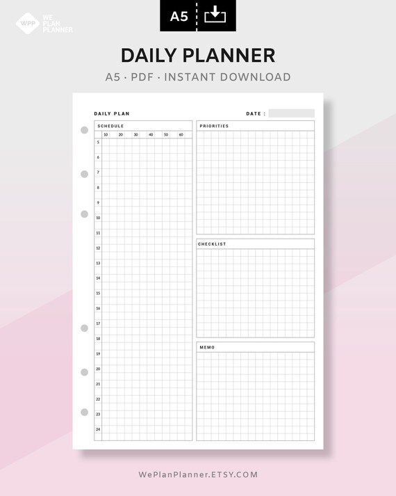 Daily Task Planner/ Hourly Planner/ Daily To Do List Planner | Etsy