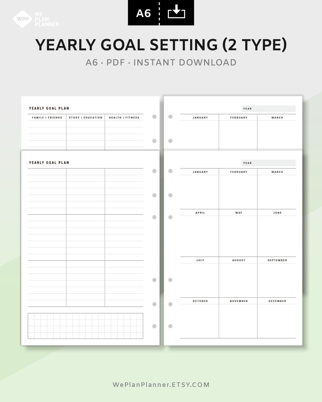 Yearly Goal Planner | Goal Setting | Life Goal | Month Goal | Annual ...