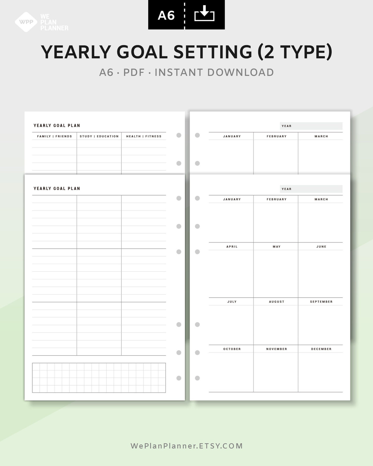 Yearly Goal Planner | Goal Setting | Life Goal | Month Goal | Annual ...