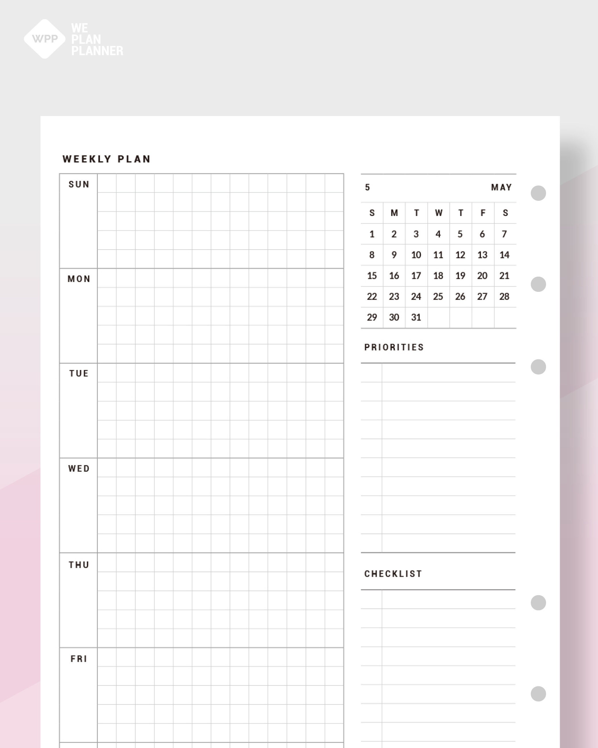 2022 Weekly Planner Calendar Printable Weekly Planner Agenda - Etsy