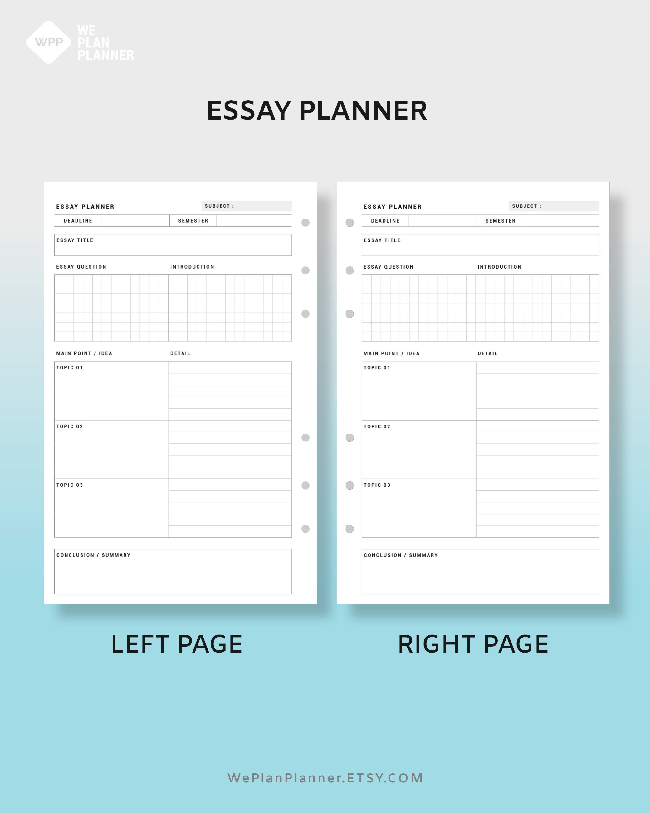 Essay Planner for Student | Printable Essay Writing Template ...