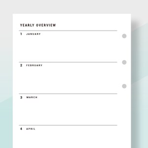 Printable 2022-2023 Yearly Overview Planner Simple Year at a Glance on ...