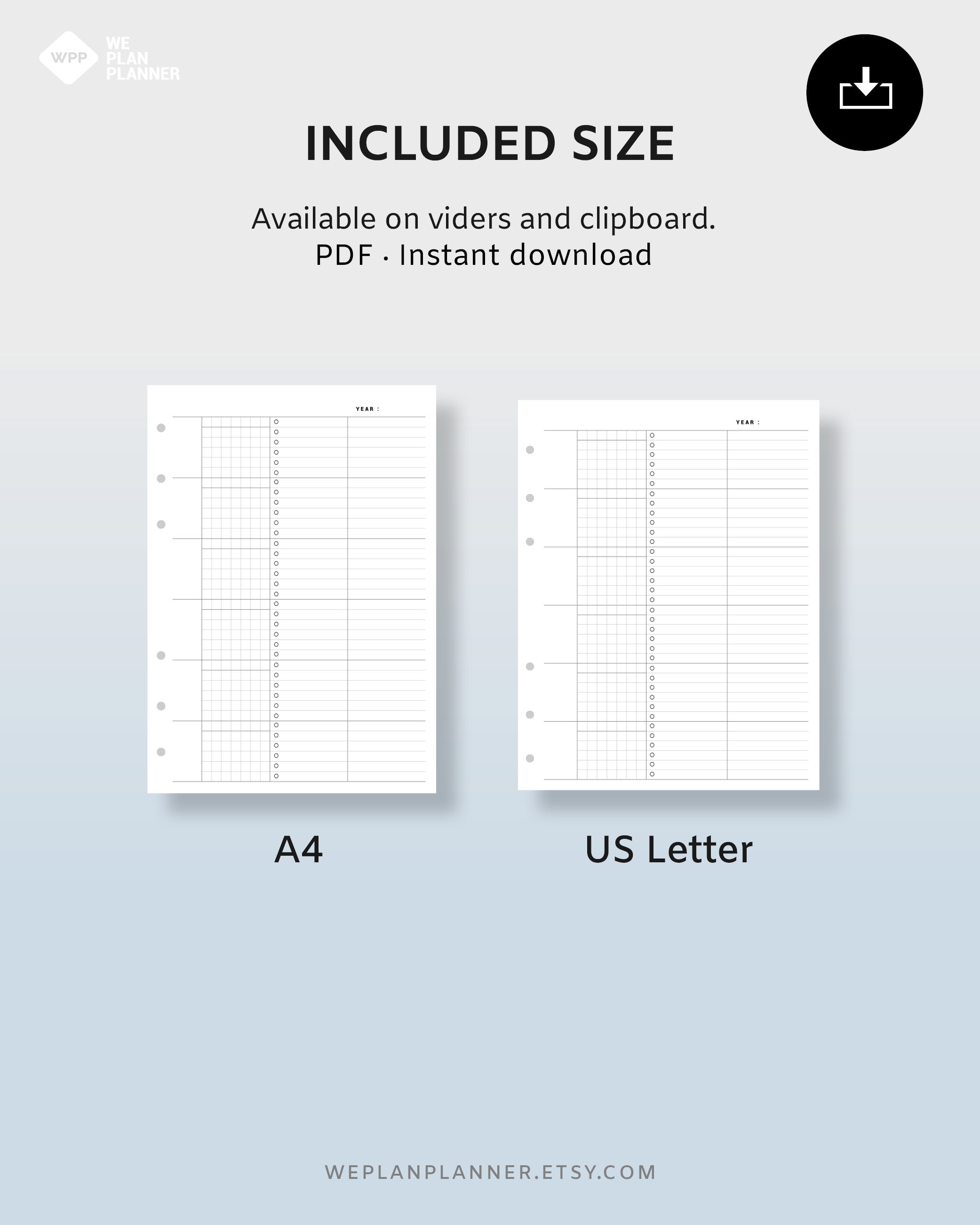 Year at a Glance Printable Undated Yearly Planner Printable - Etsy