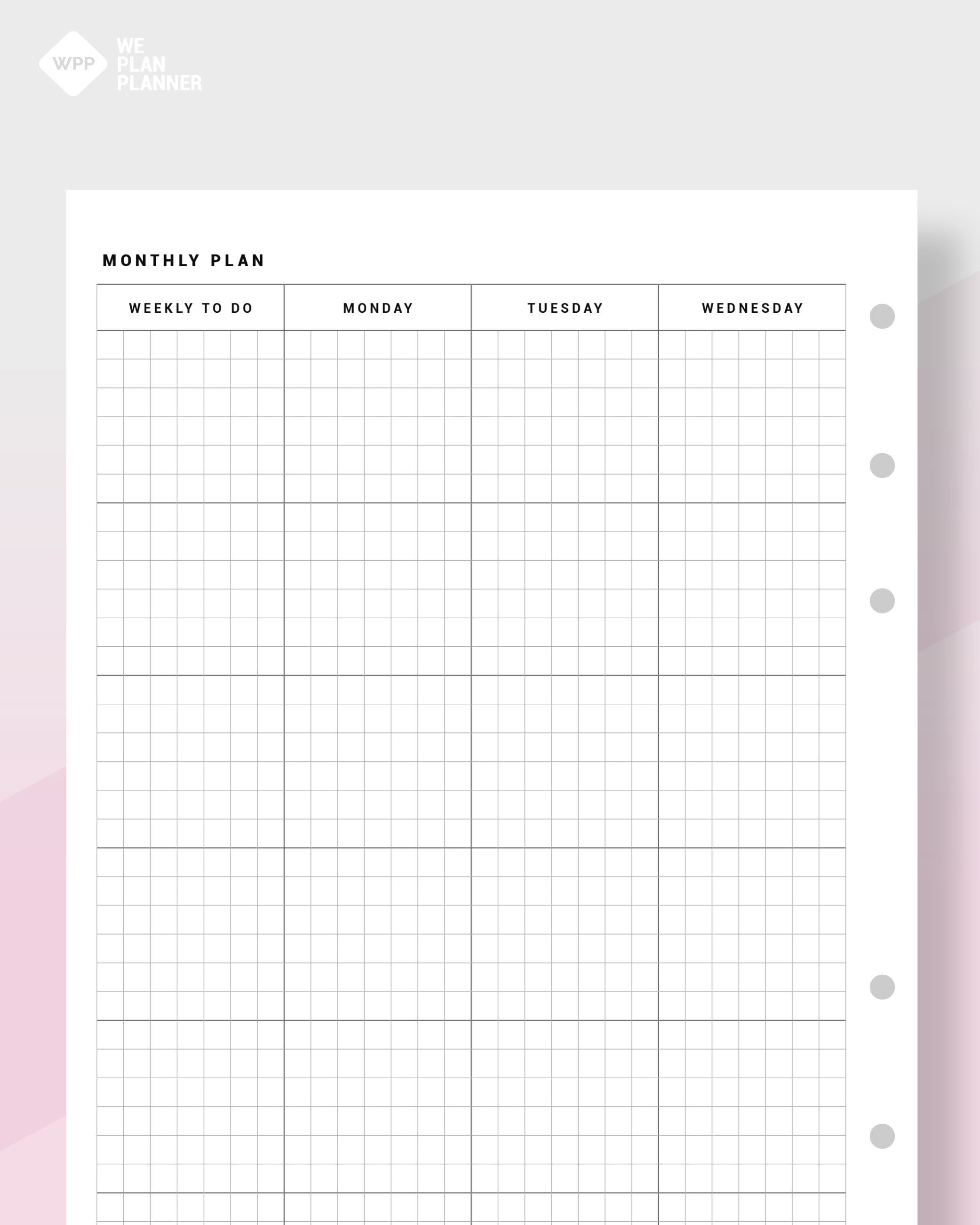Monthly Schedule Planner Printable on Two Pages | Sunday & Monday Start ...