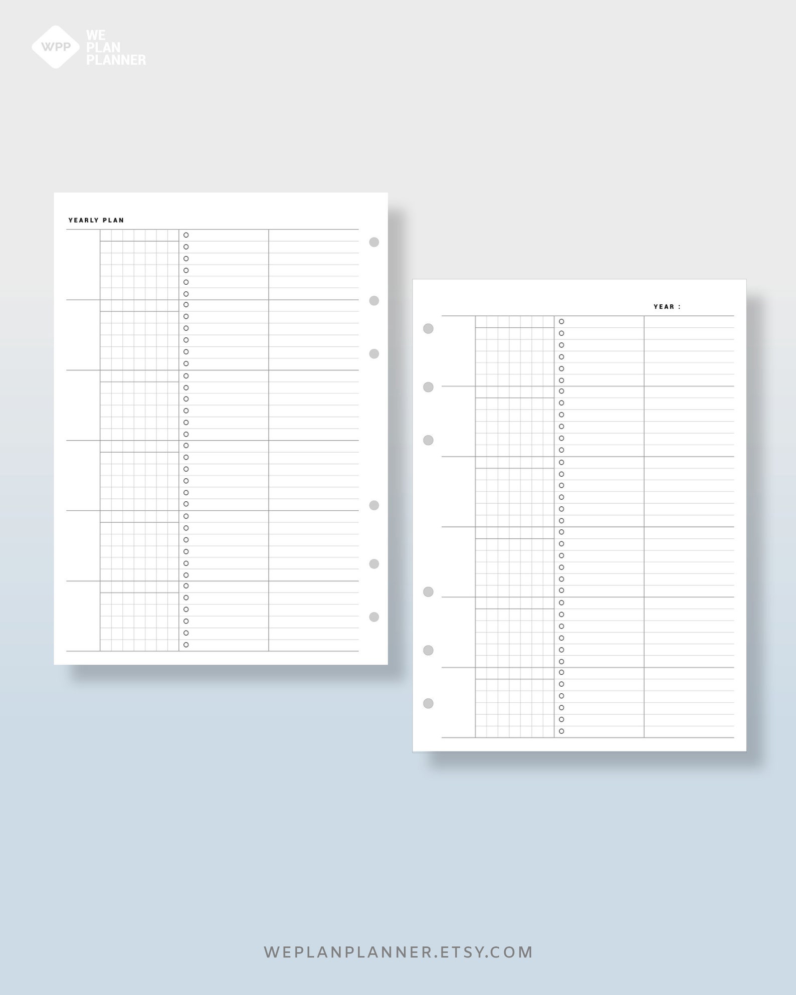 Year at a Glance Printable Undated Yearly Planner Printable - Etsy