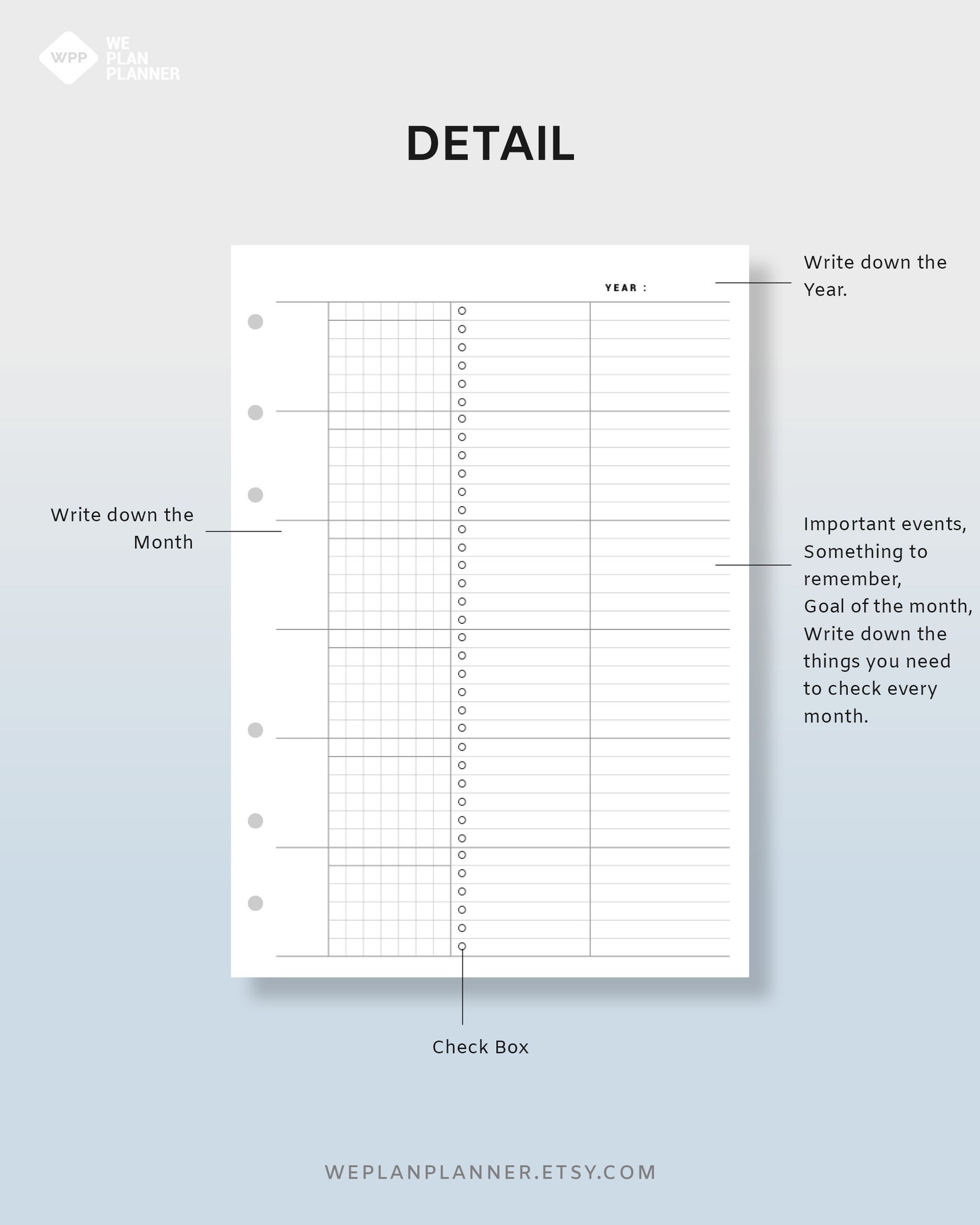 Year at a Glance Printable Undated Yearly Planner Printable - Etsy