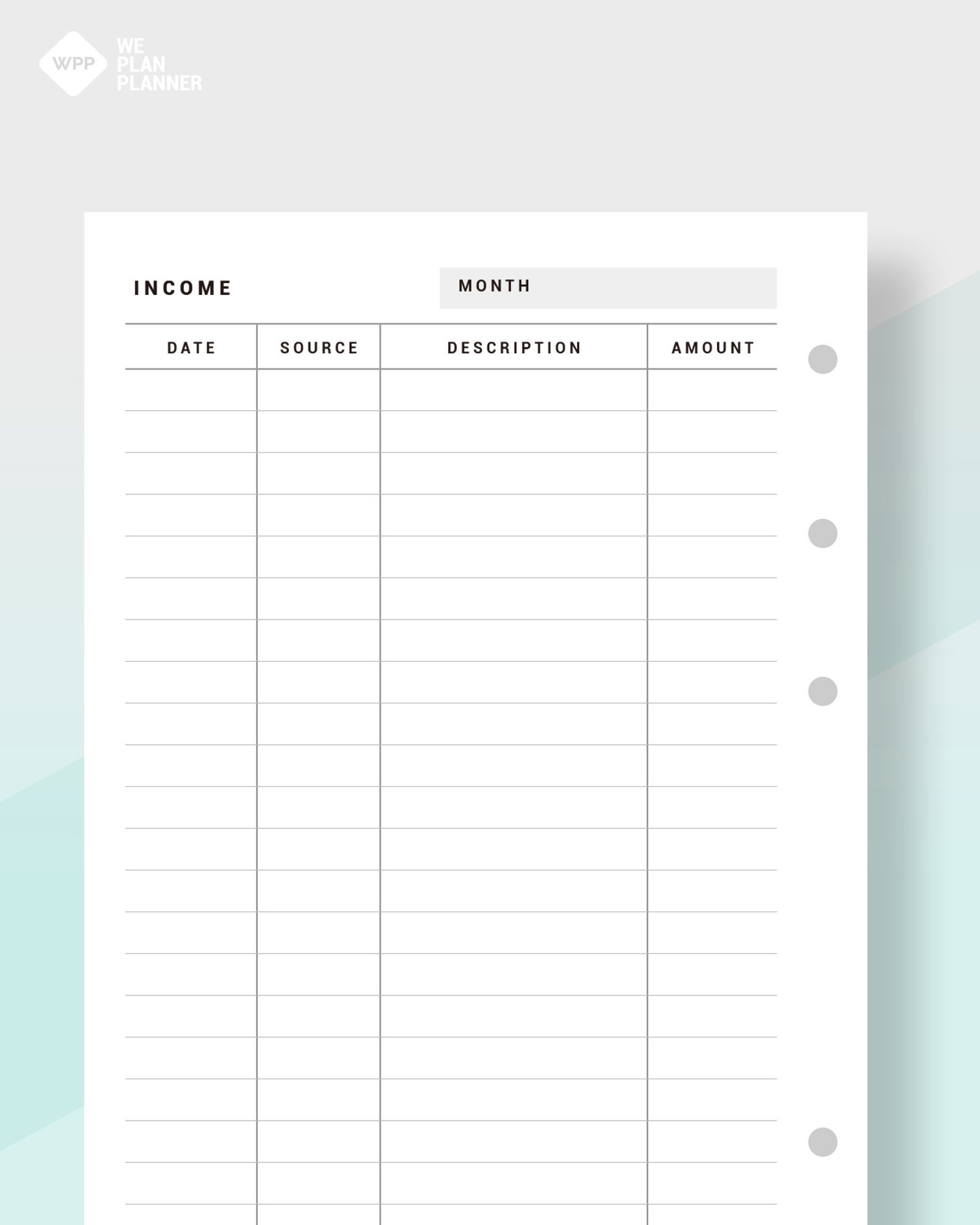 Monthly Income Tracker Printable Planner Business Financial - Etsy