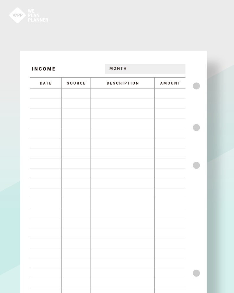 Monthly Income Tracker Printable Planner Business Financial Planning ...