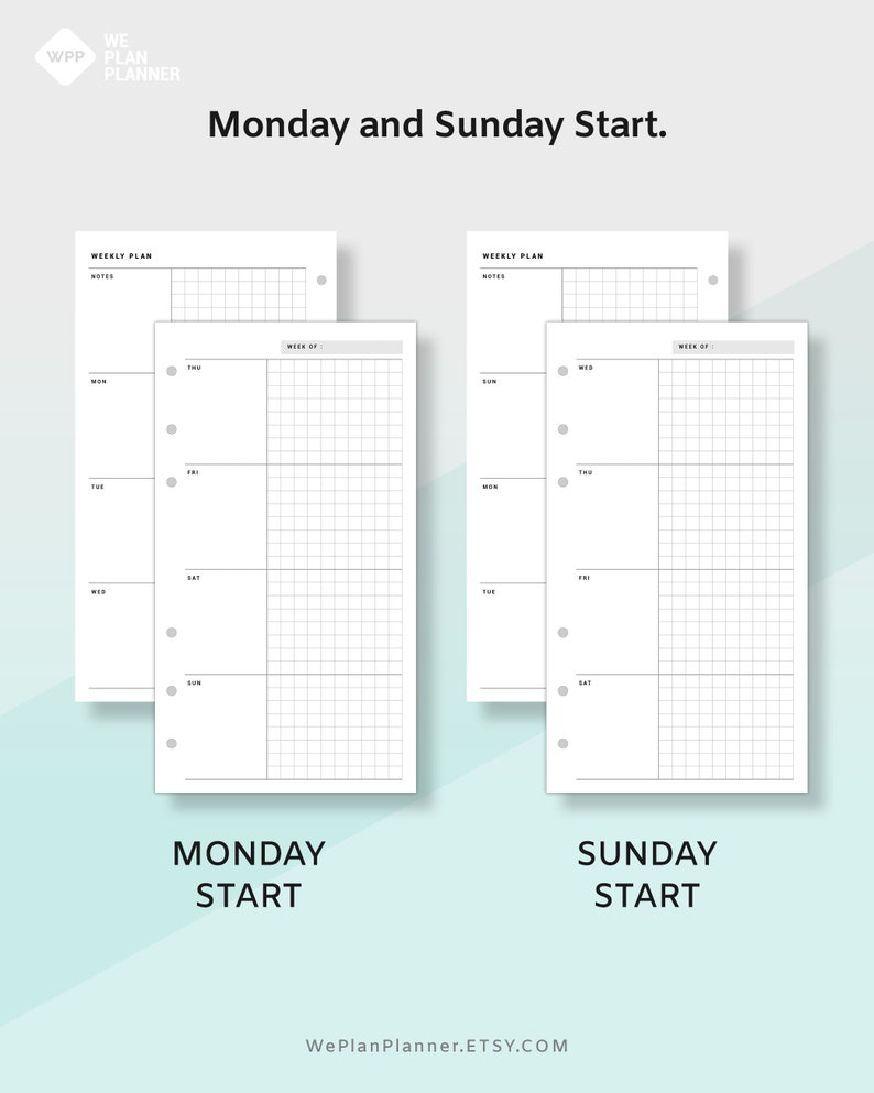 Printable Weekly Schedule Planner Inserts Fillable Week on 2 Page ...