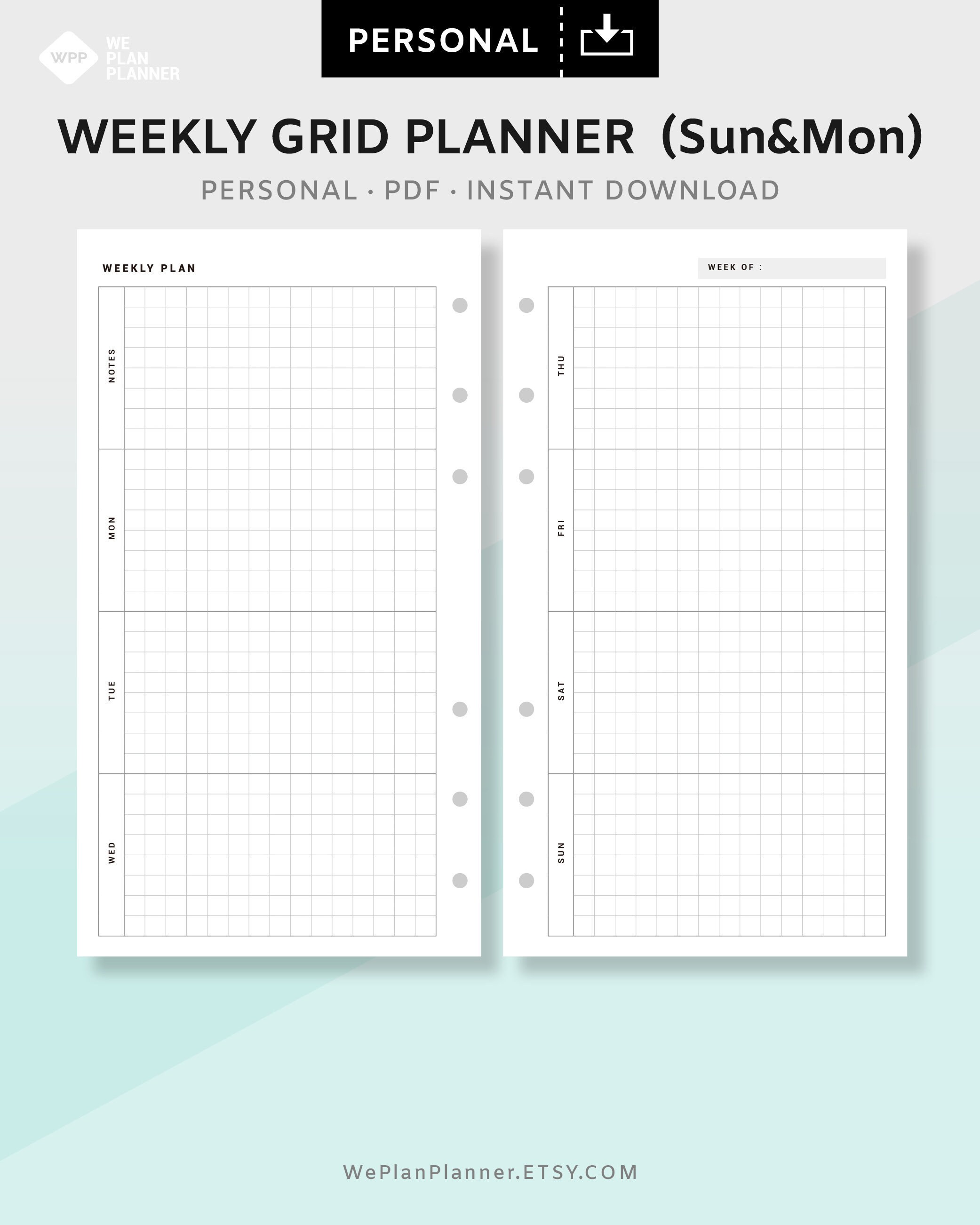 Printable Weekly Schedule Planner Inserts Fillable Week on 2 - Etsy
