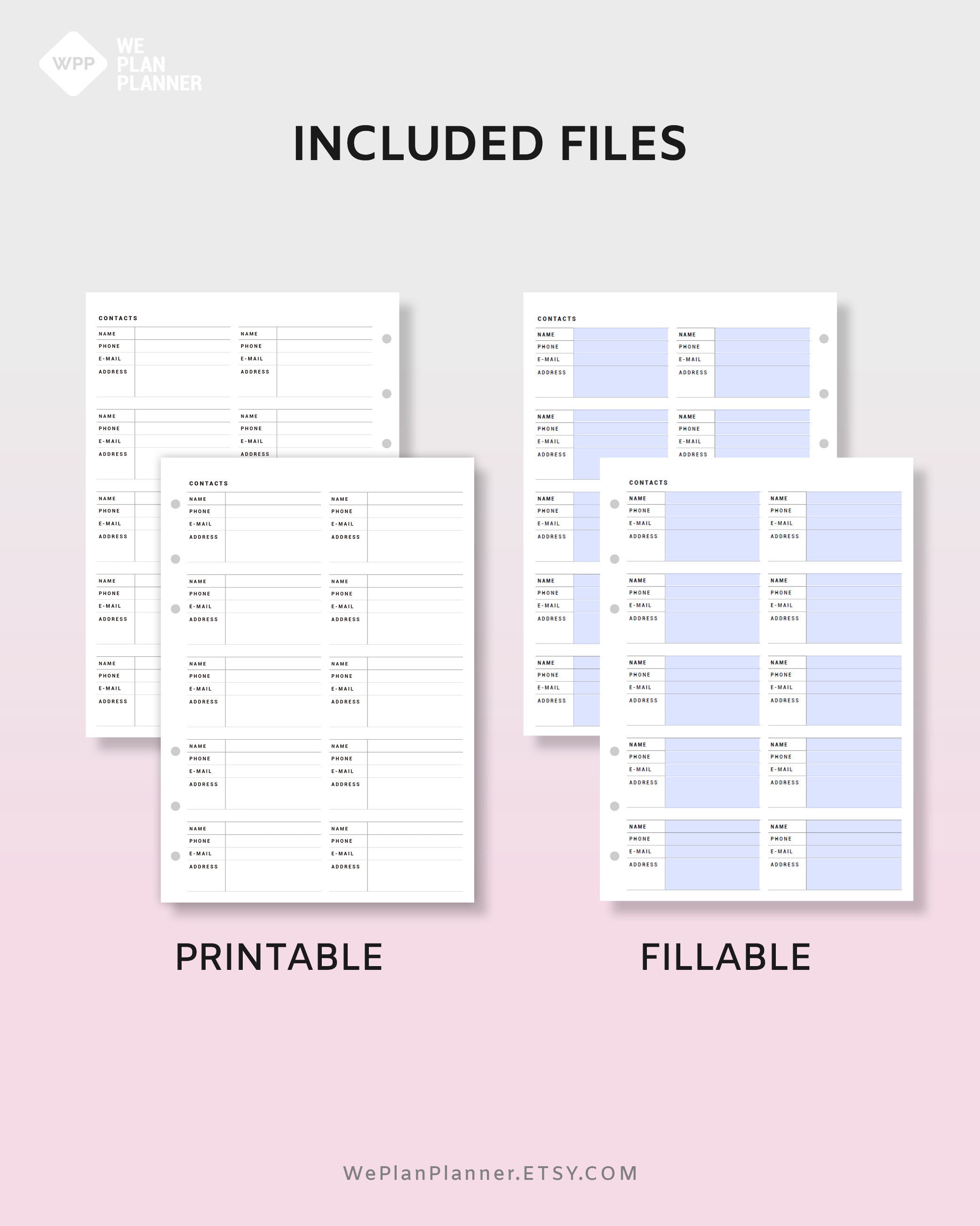 Doctor Contacts List Address Book Inserts Printable Planner Fillable ...